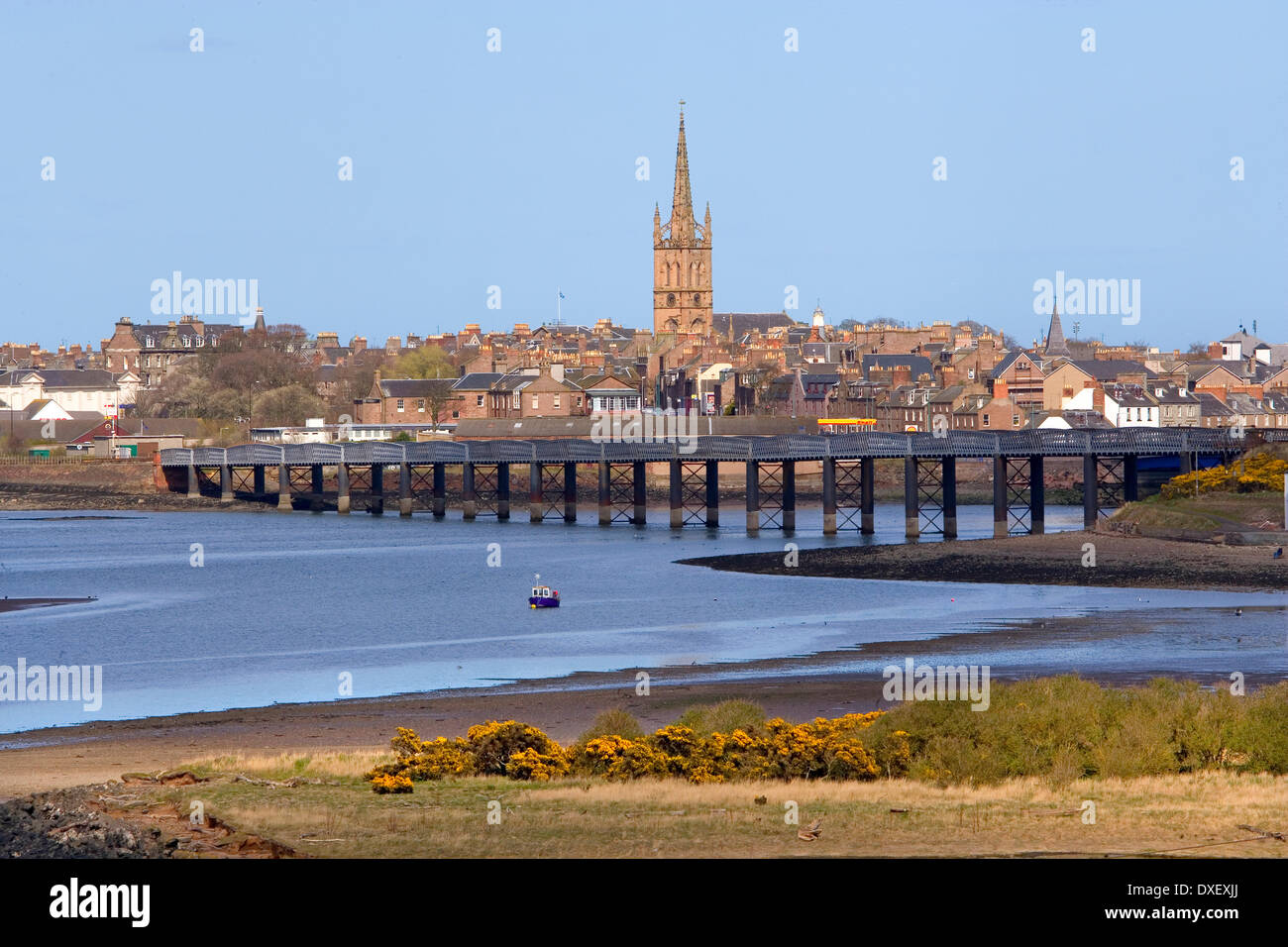 towards Montrose across river towards chruch and road bridge,montrose ...