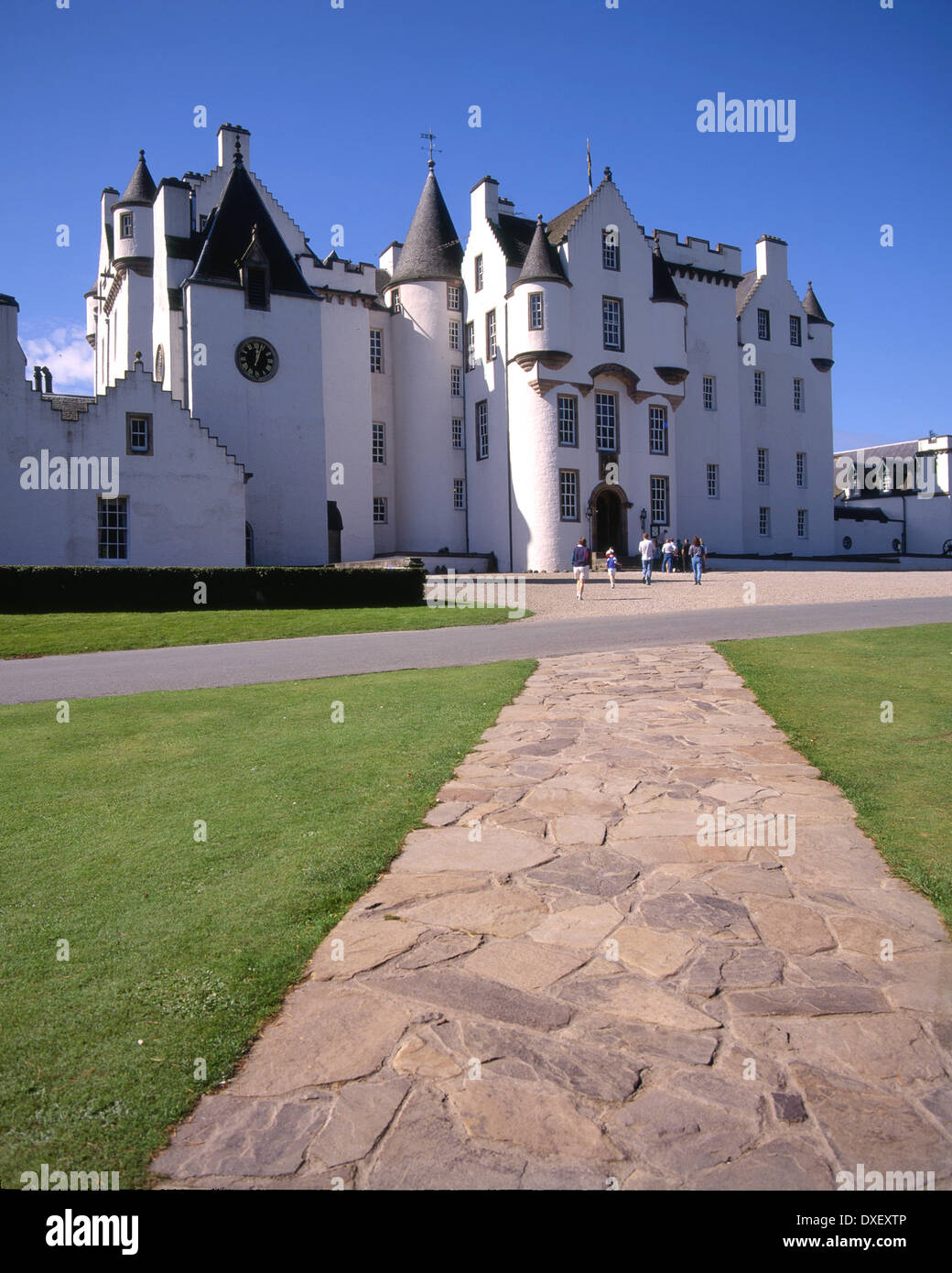 Blair Castle frontage and clock tower, Dukes of Atholl nr Blair Atholl ...
