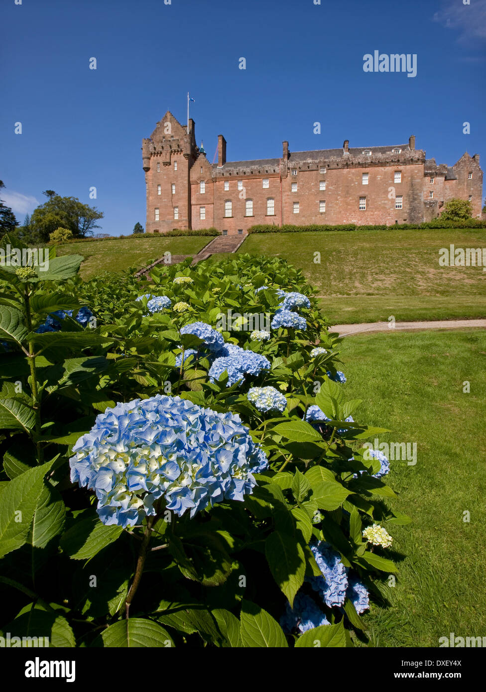 Unusual picture of Brodick Castle from Hydranger, Isle of Arran Stock ...