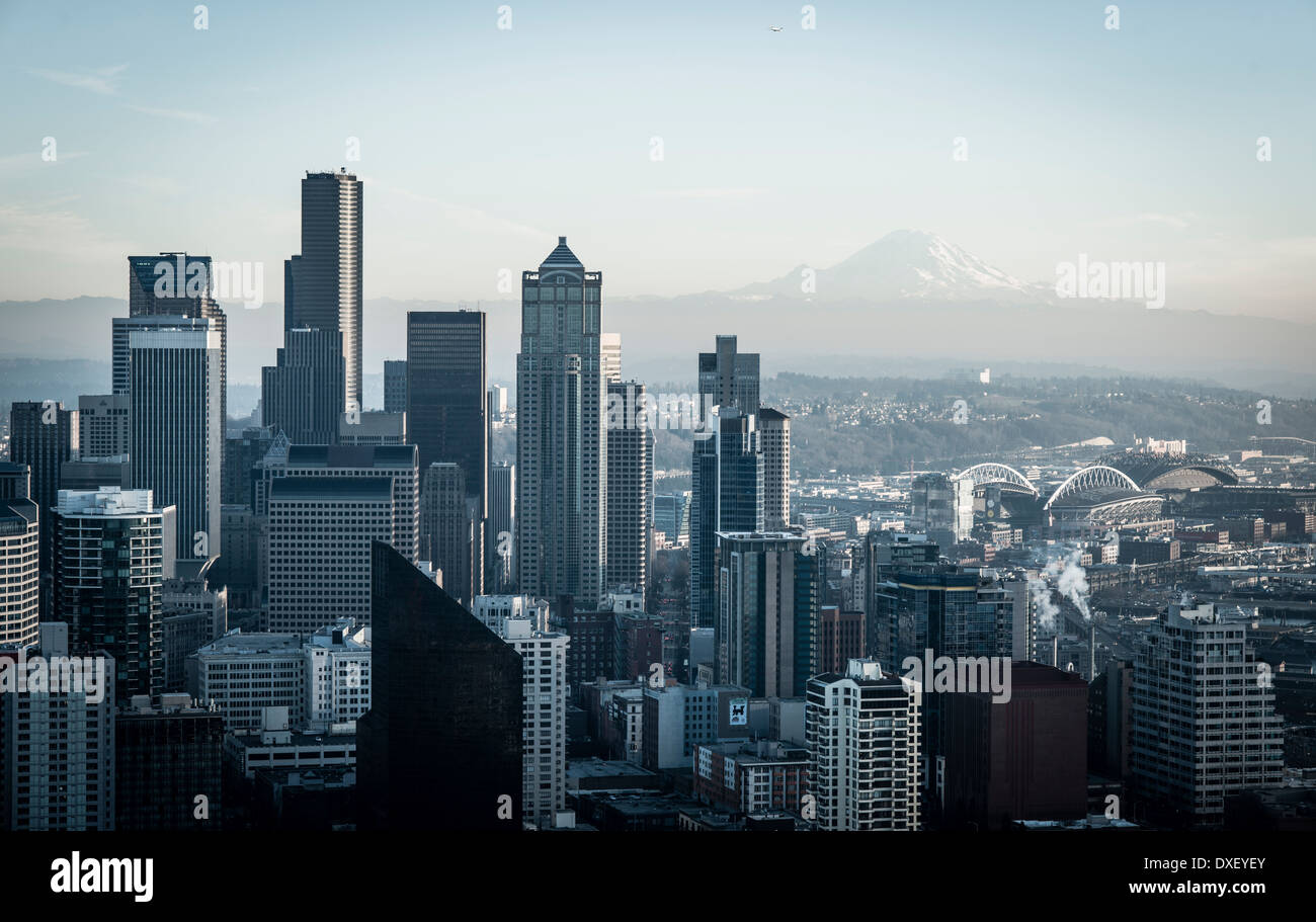 Seattle City, aerial view, afternoon light, washington state, USA ...