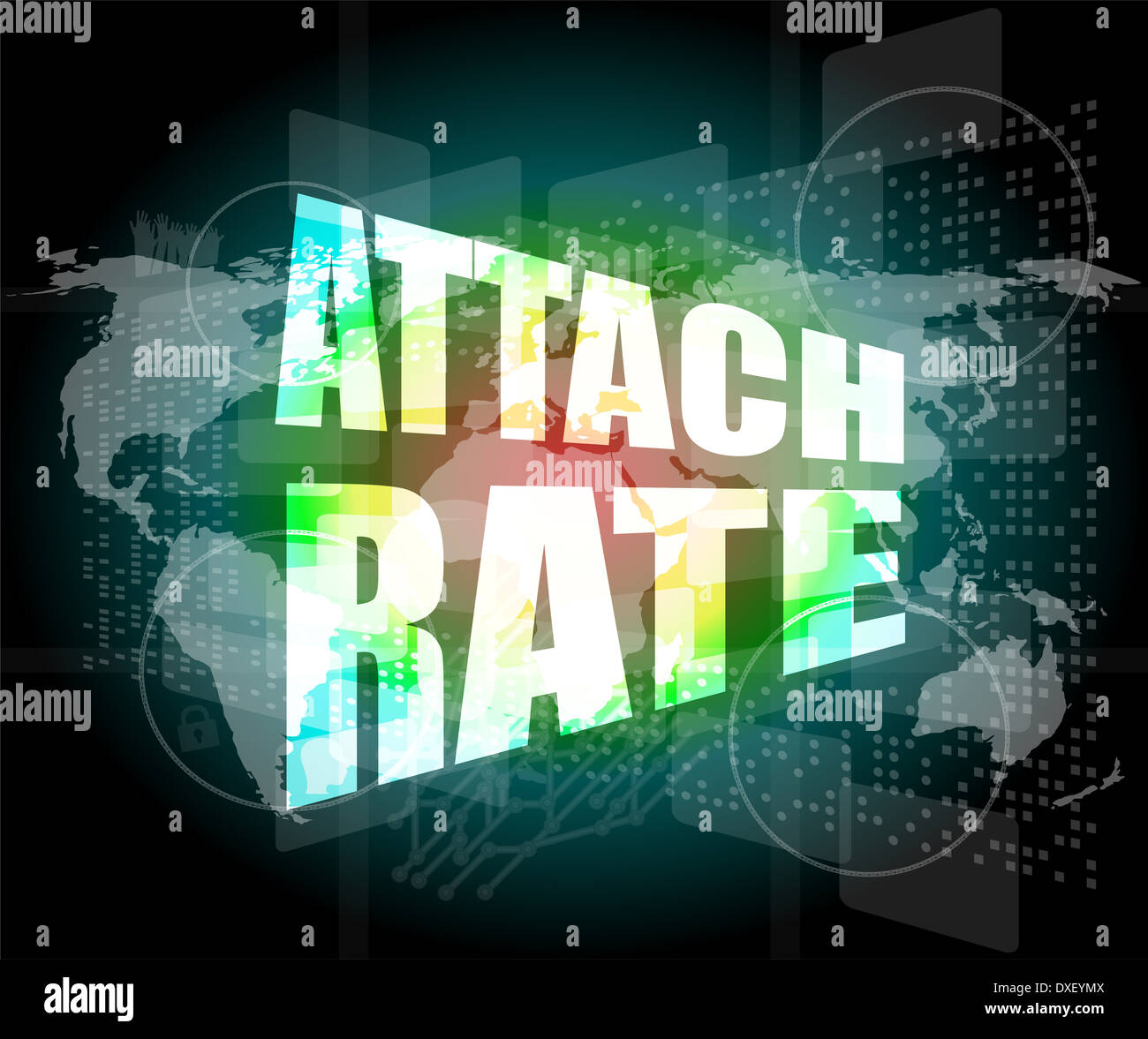attach rate words on digital touch screen Stock Photo - Alamy