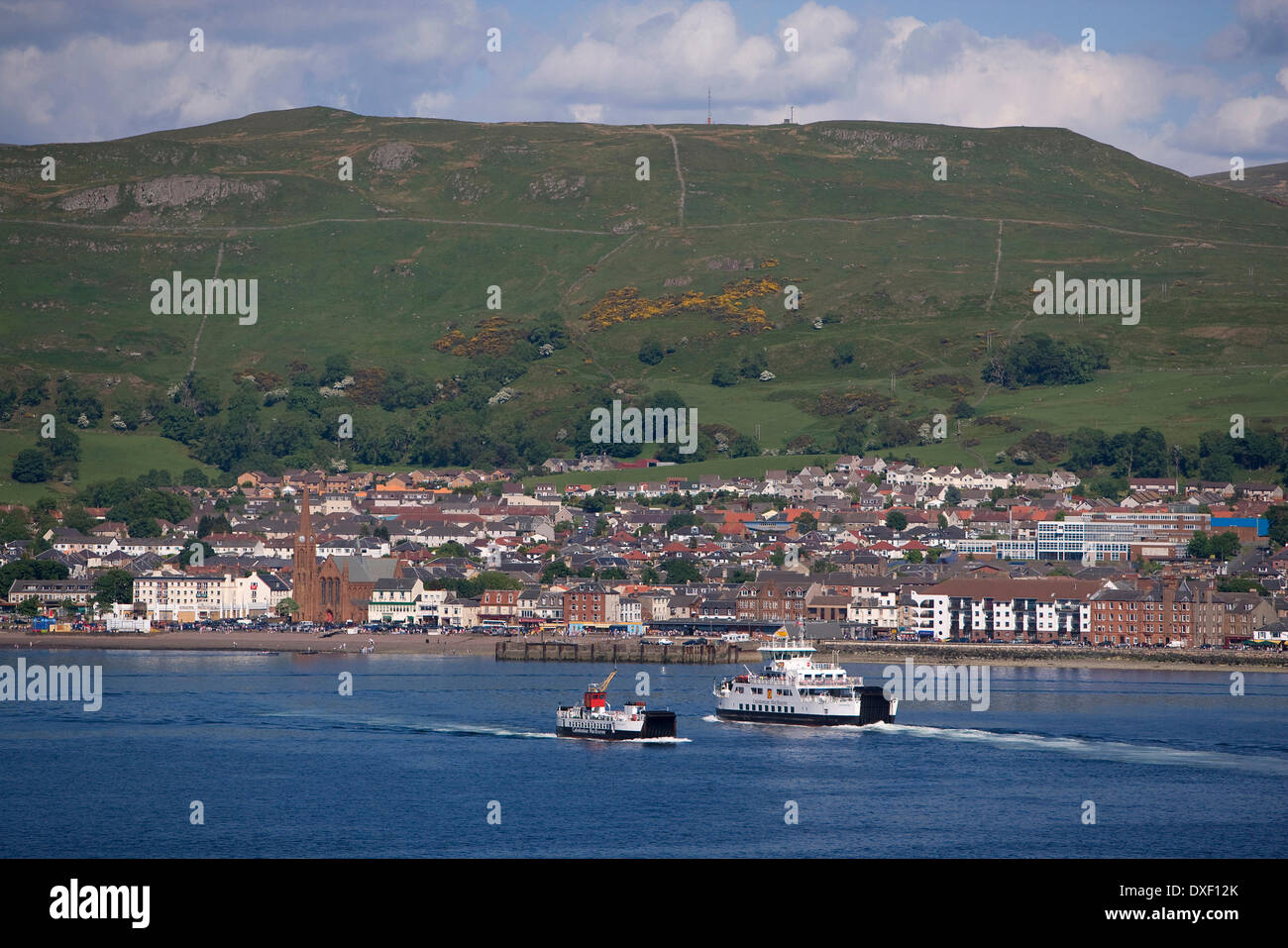 Largs from Great Cumbrae, Ayrshire with car ferries Ayrshire Stock ...