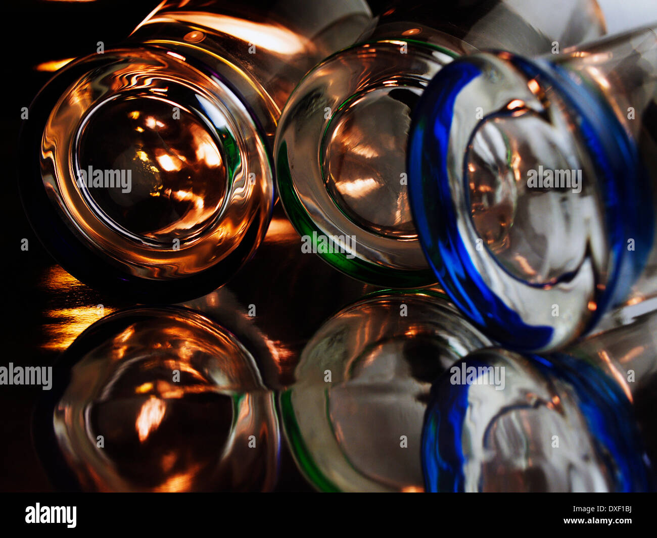 Close Up Of Coloured Glasses Stacked Up Stock Photo - Alamy