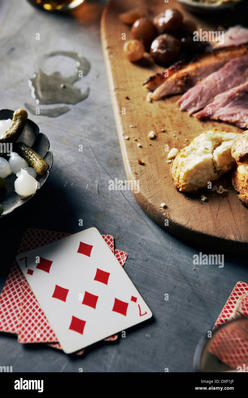 Playing Cards and Snacks, Studio Shot Stock Photo - Alamy