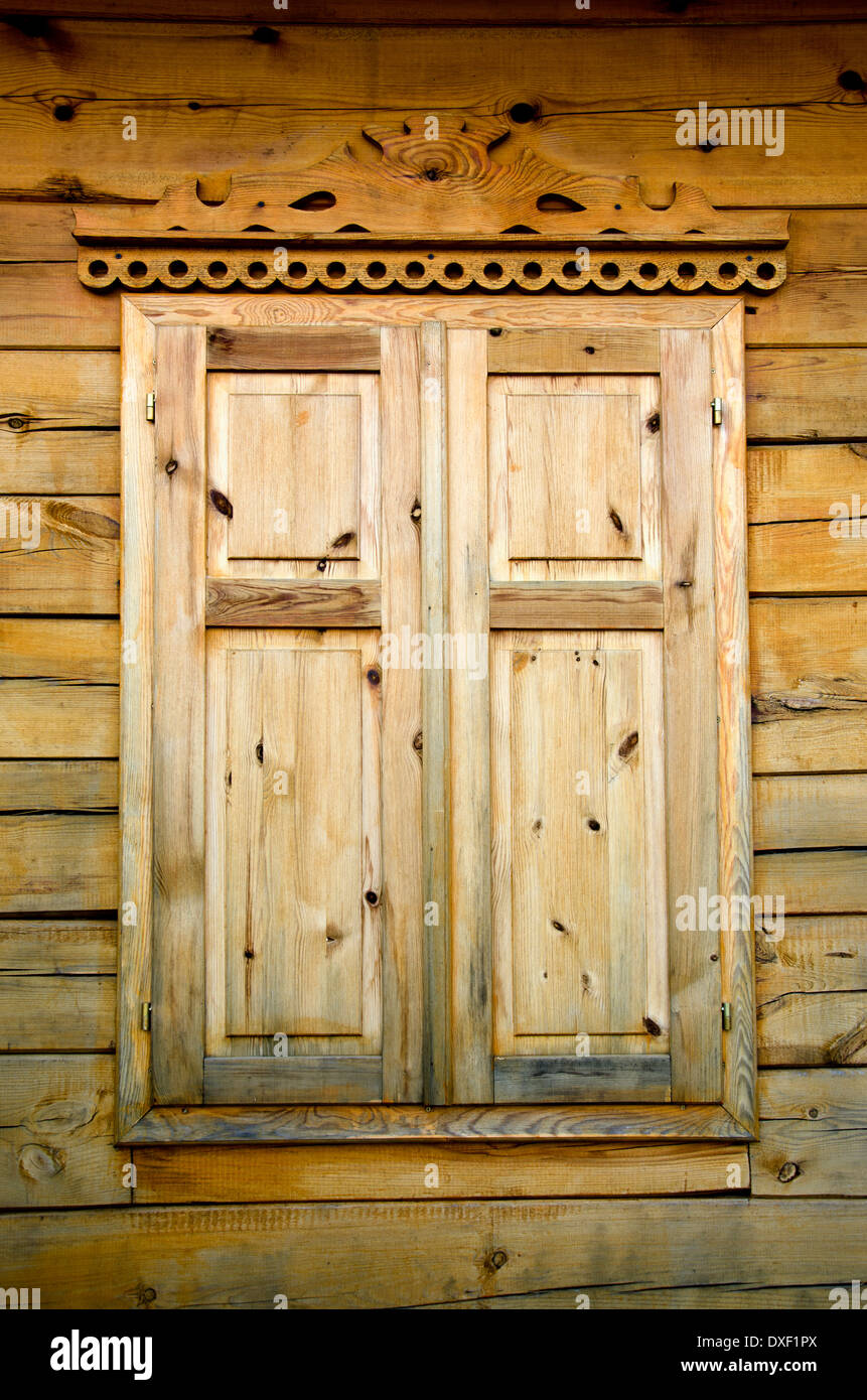 closed wooden windows shutters on farm house Stock Photo - Alamy