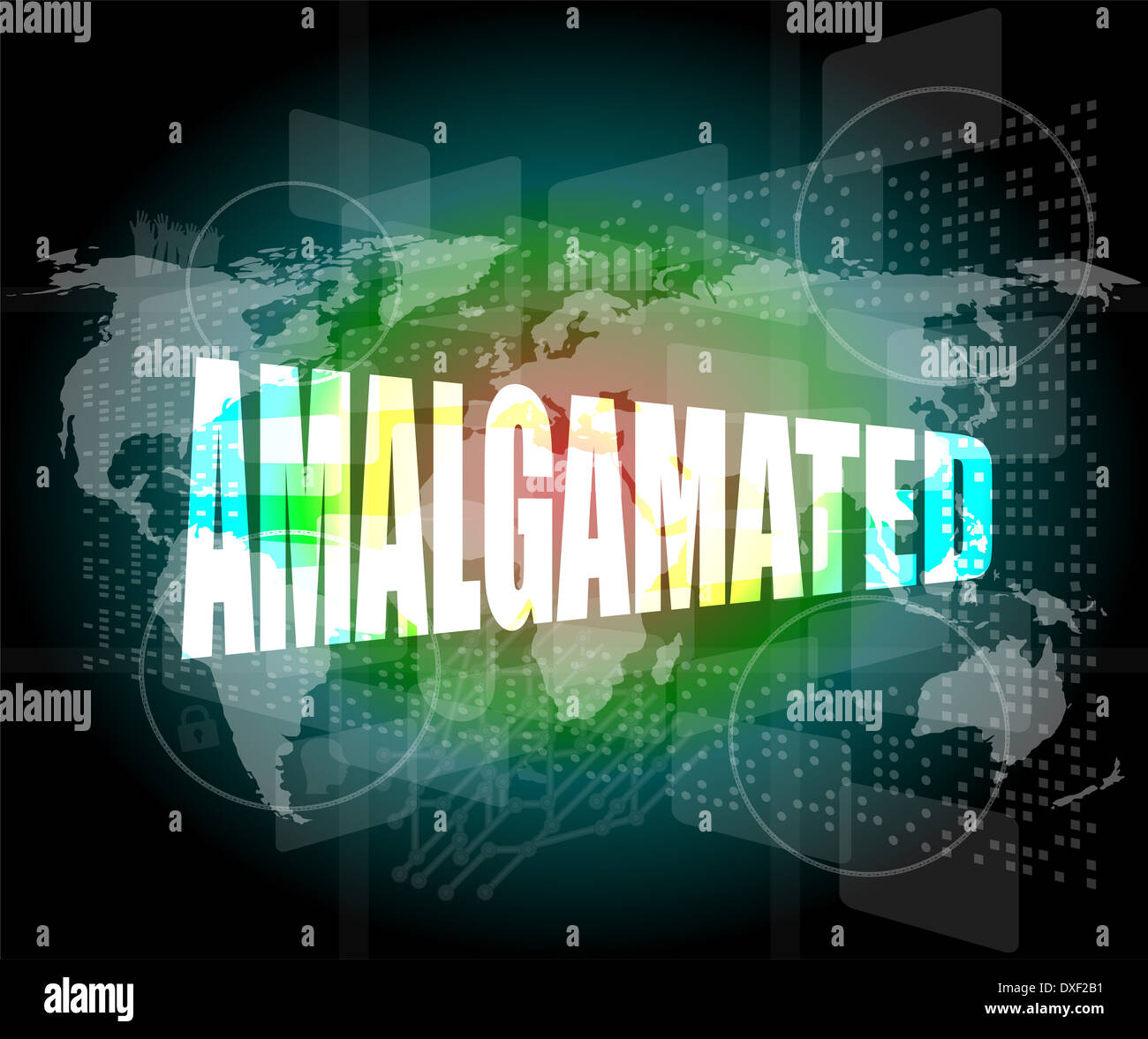 business concept, amalgamated on digital touch screen interface Stock ...