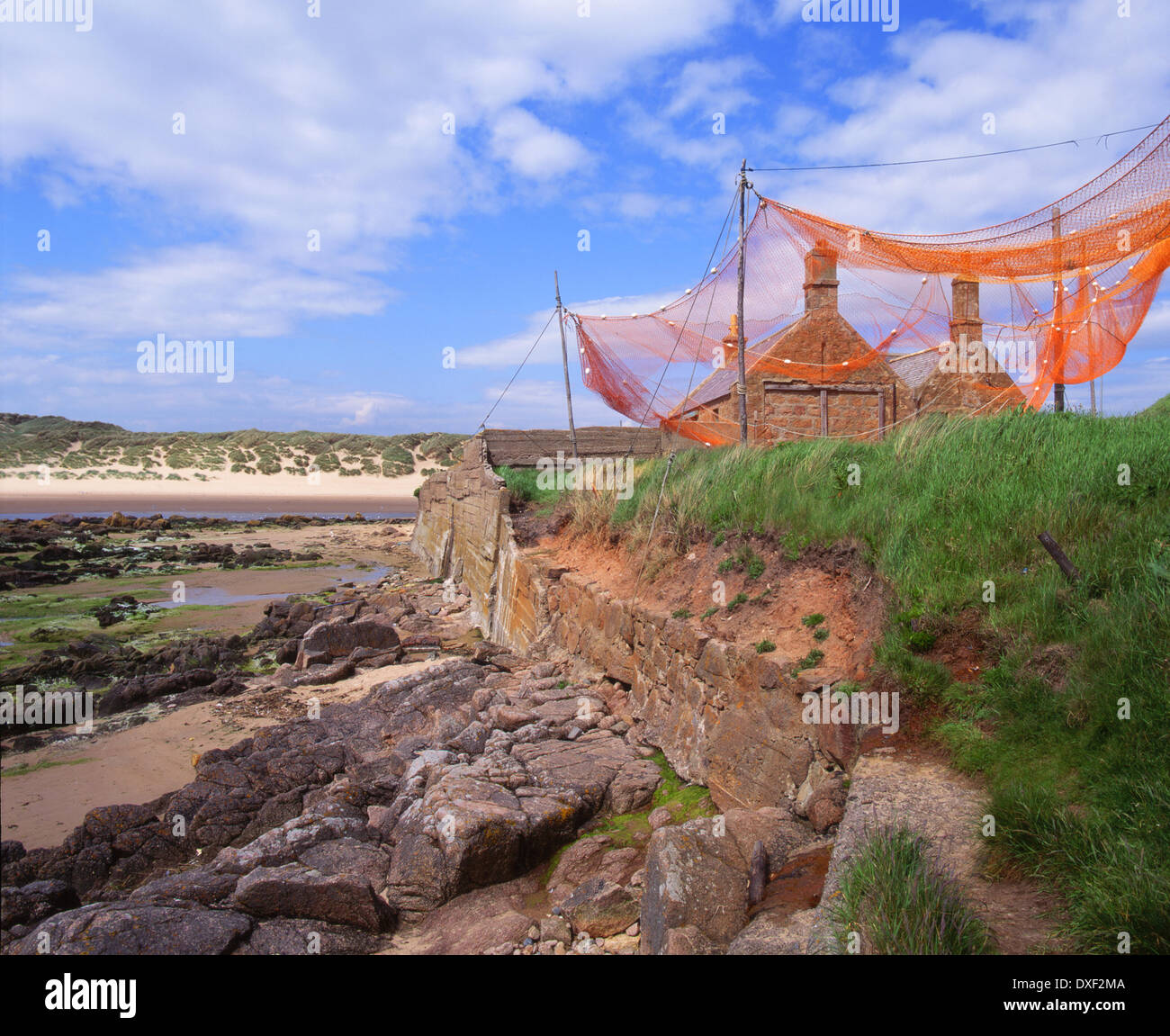 Nets ,hanging-nets,on cliffs at Cruden bay,Aberdeenshire Stock Photo ...