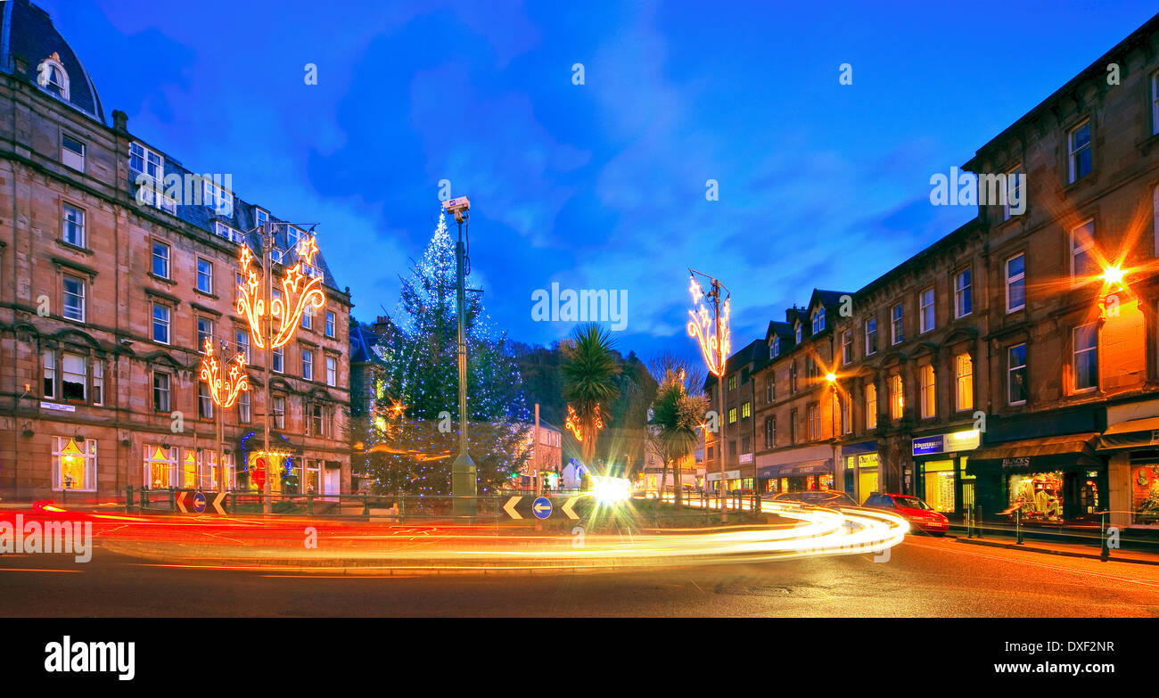 Christmas lights in argyll square Oban Argyll scotland Stock Photo - Alamy
