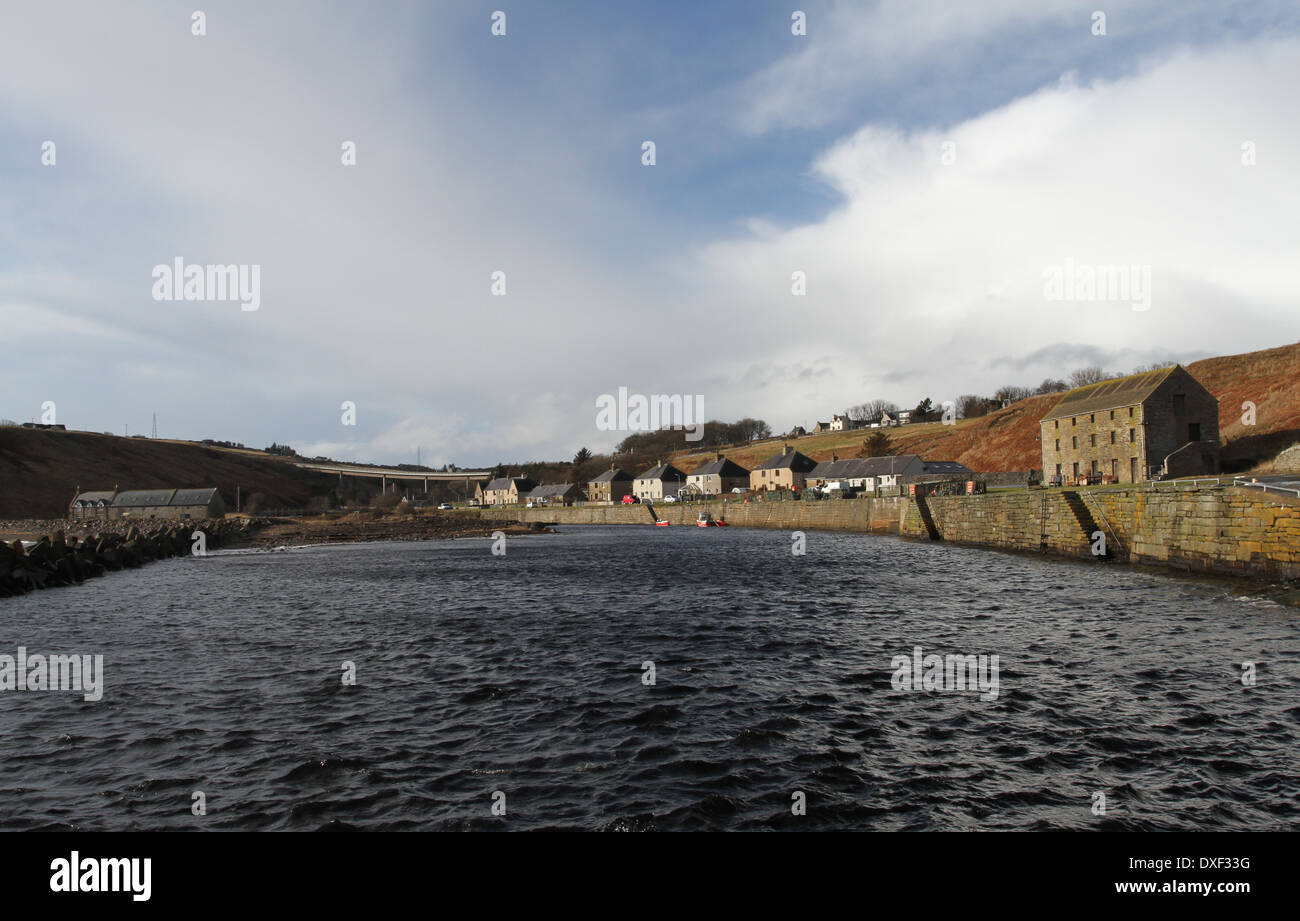 Dunbeath waterfront with A9 bridge Scotland March 2014 Stock Photo - Alamy