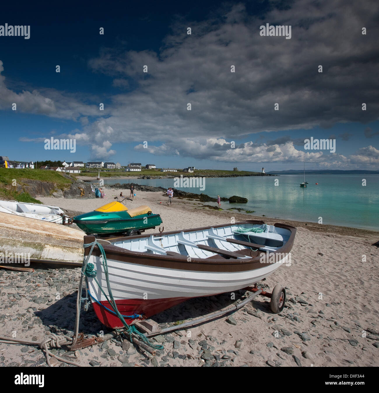 Summer view from Port Charlotte seafront and beach,loch indaal,rhinns ...