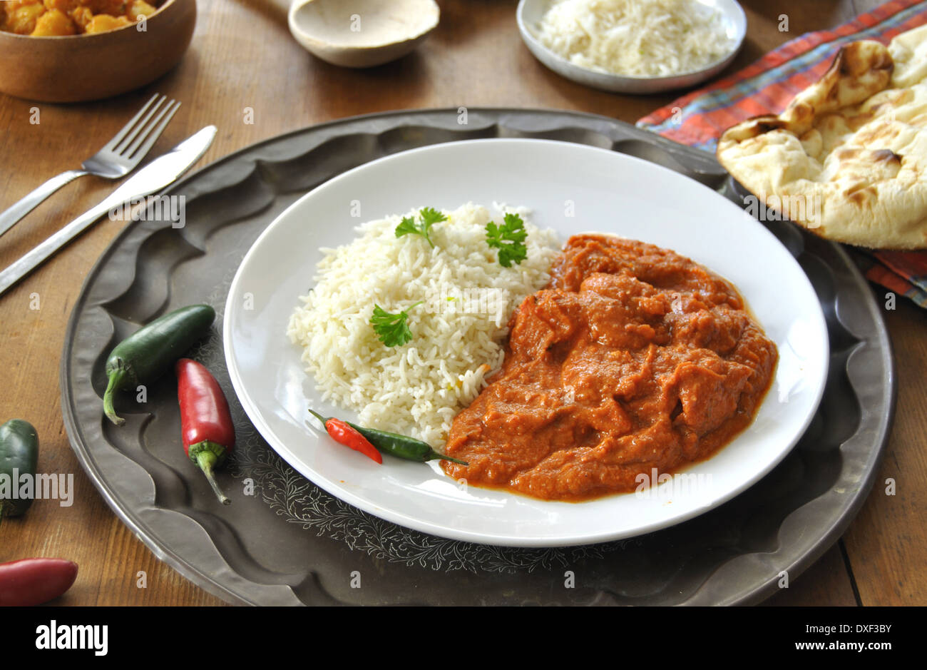 Chicken tikka masala curry spicy indian cuisine takeaway meal dinner hi ...