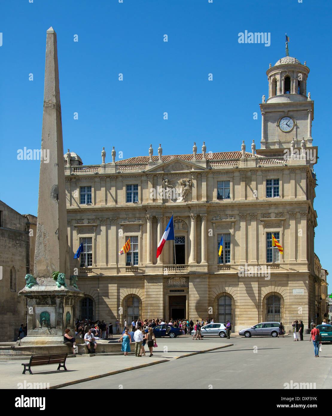 The Hotel de Ville (Town Hall) in the town of Arles in the Provence ...