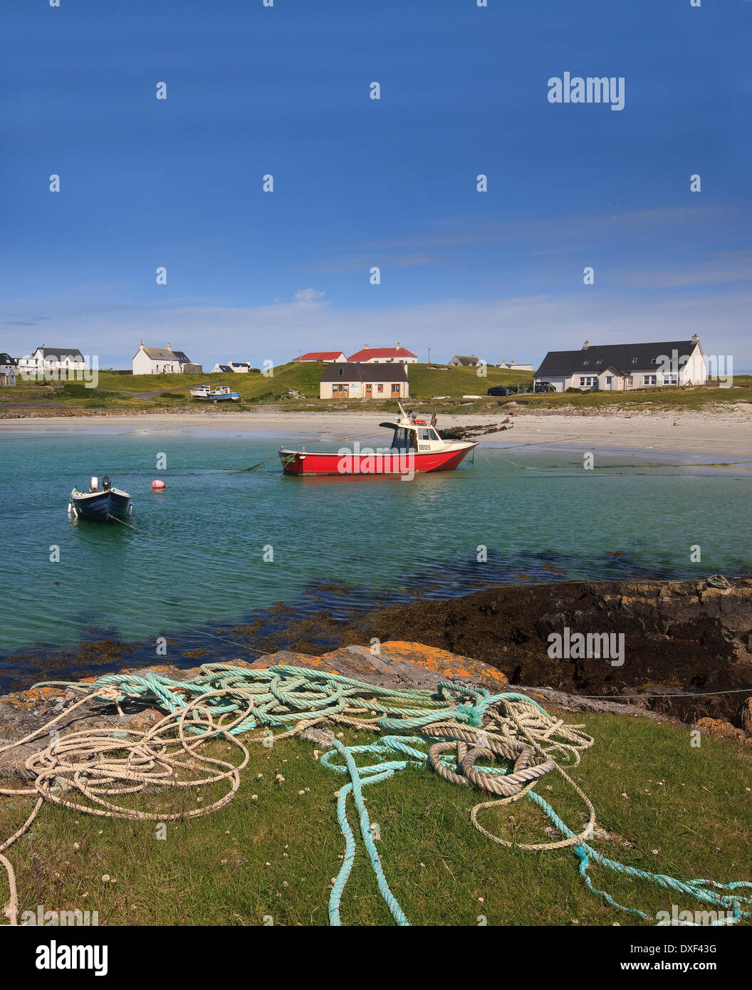 Scarinish village and harbour on the island of Tiree,inner-hebrides ...