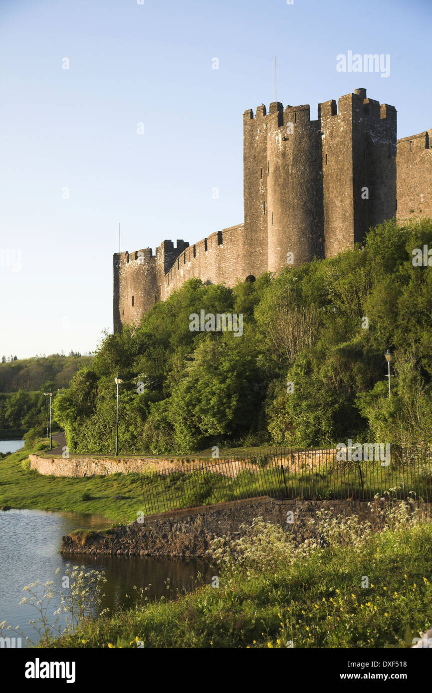Pembroke Castle standing beside the River Cleddau a medieval castle in ...