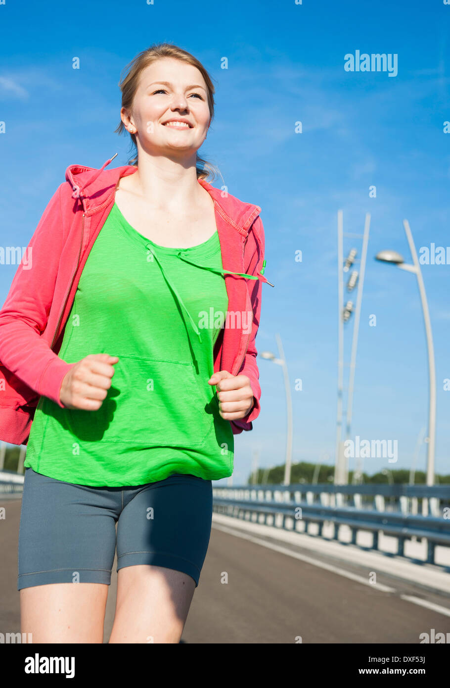 Young Woman Running, Worms, Rhineland-Palatinate, Germany Stock Photo ...
