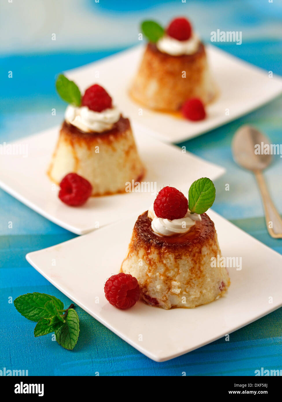 Raspberries flan. Recipe available Stock Photo - Alamy