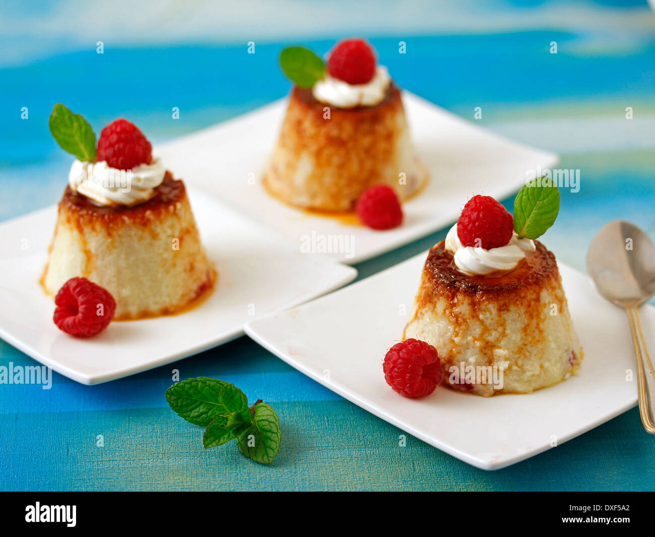 Raspberries flan. Recipe available Stock Photo - Alamy