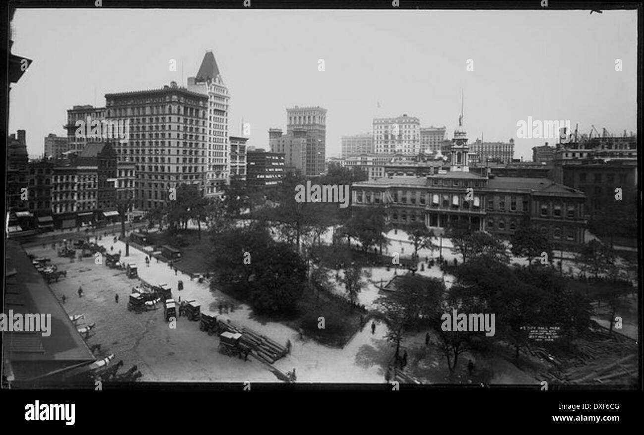 This vintage photo showcases City Hall Park, an iconic public space in ...