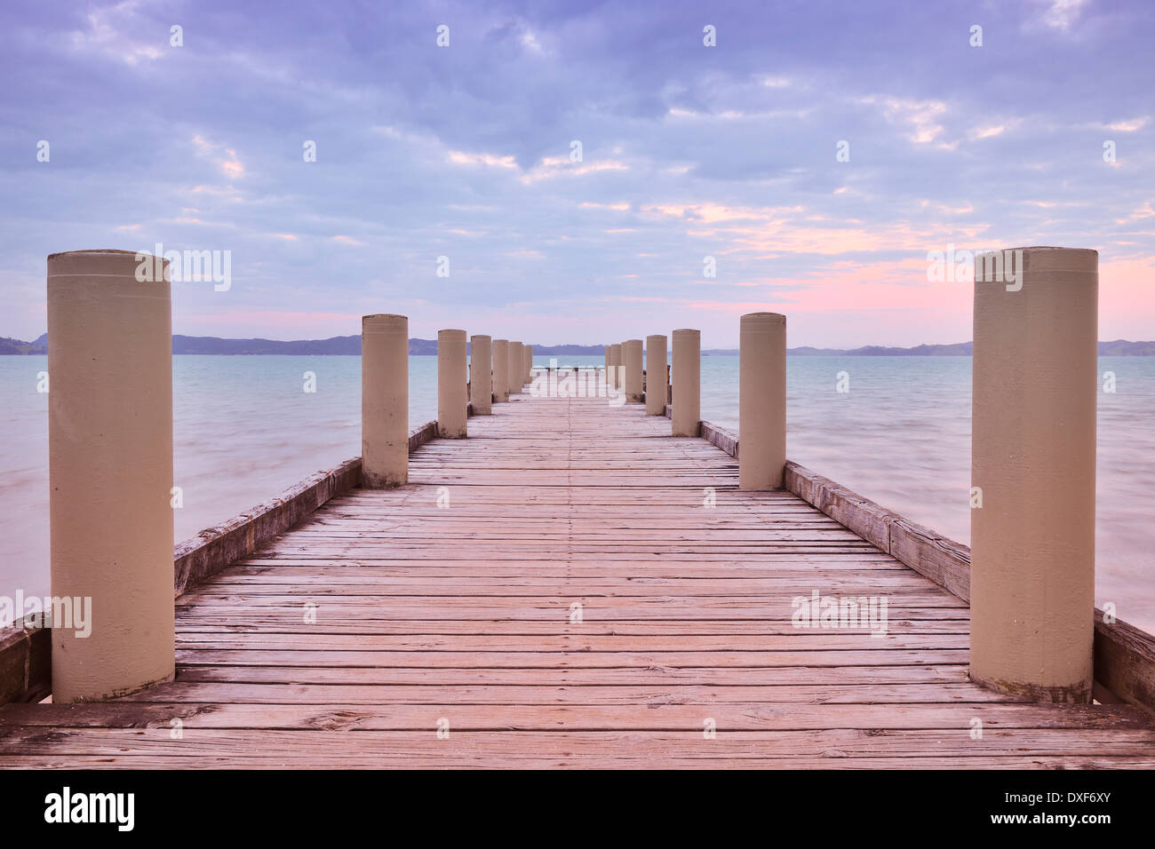 Wooden Jetty at Dusk, Maraetai, Auckland Region, North Island, New ...
