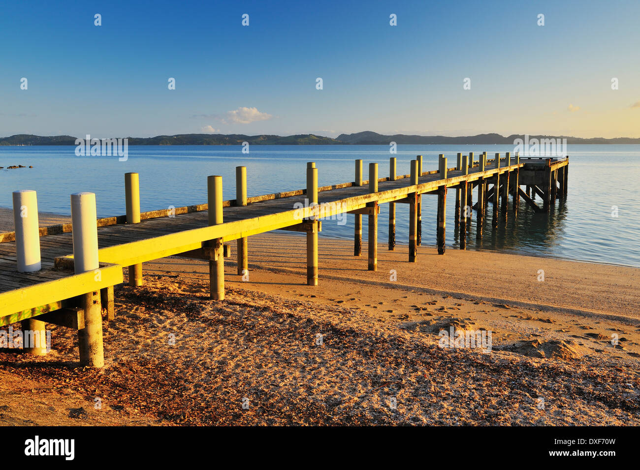 Wooden Jetty in Morning, Maraetai, Auckland Region, North Island, New ...