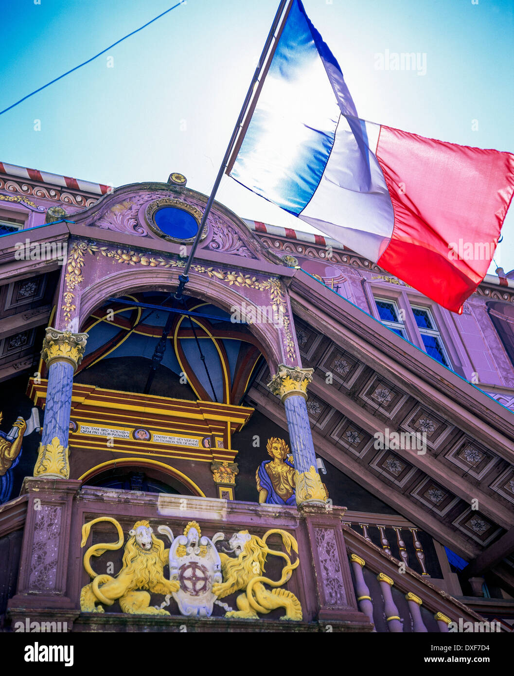 French flag at Renaissance former city hall 16th Century Mulhouse ...