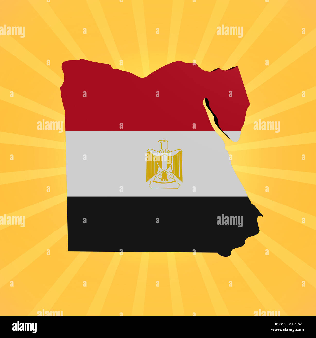 Egypt map flag on sunburst illustration Stock Photo - Alamy