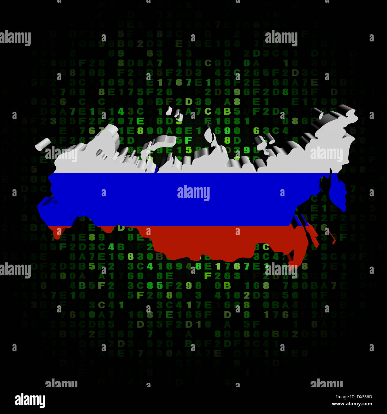 Russian Federation map flag on hex code illustration Stock Photo - Alamy