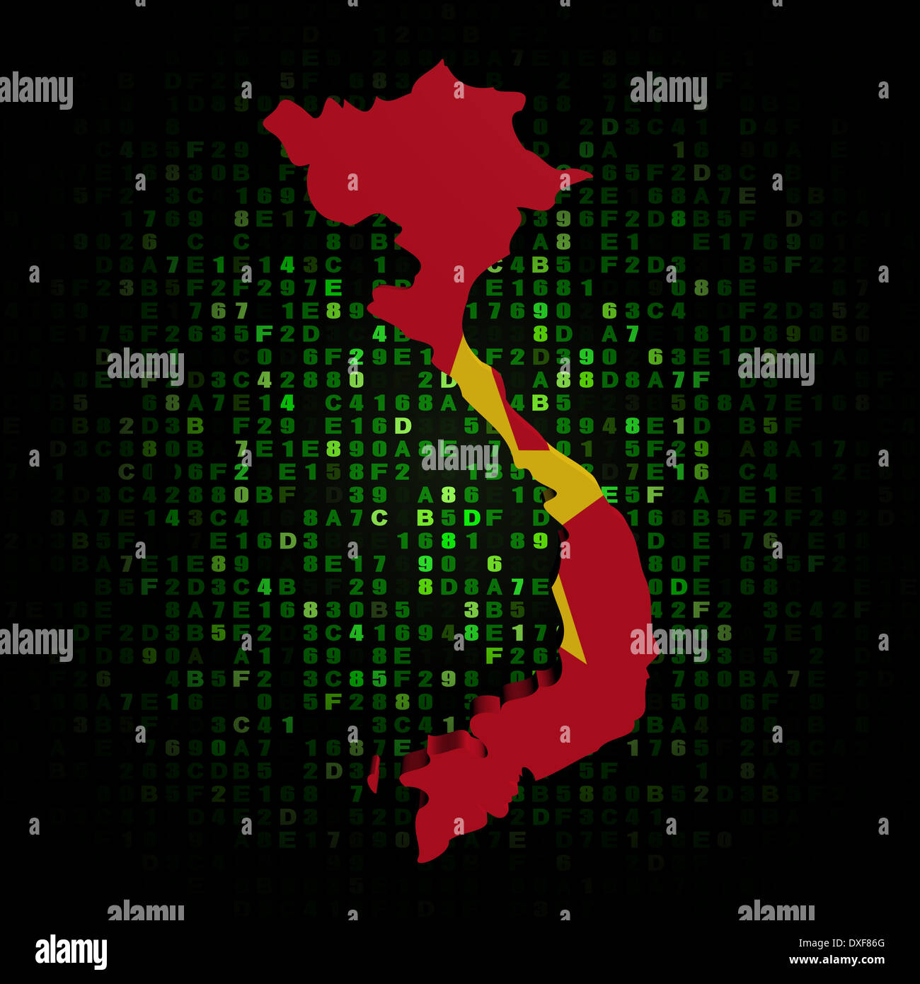 Vietnam map flag on hex hi-res stock photography and images - Alamy