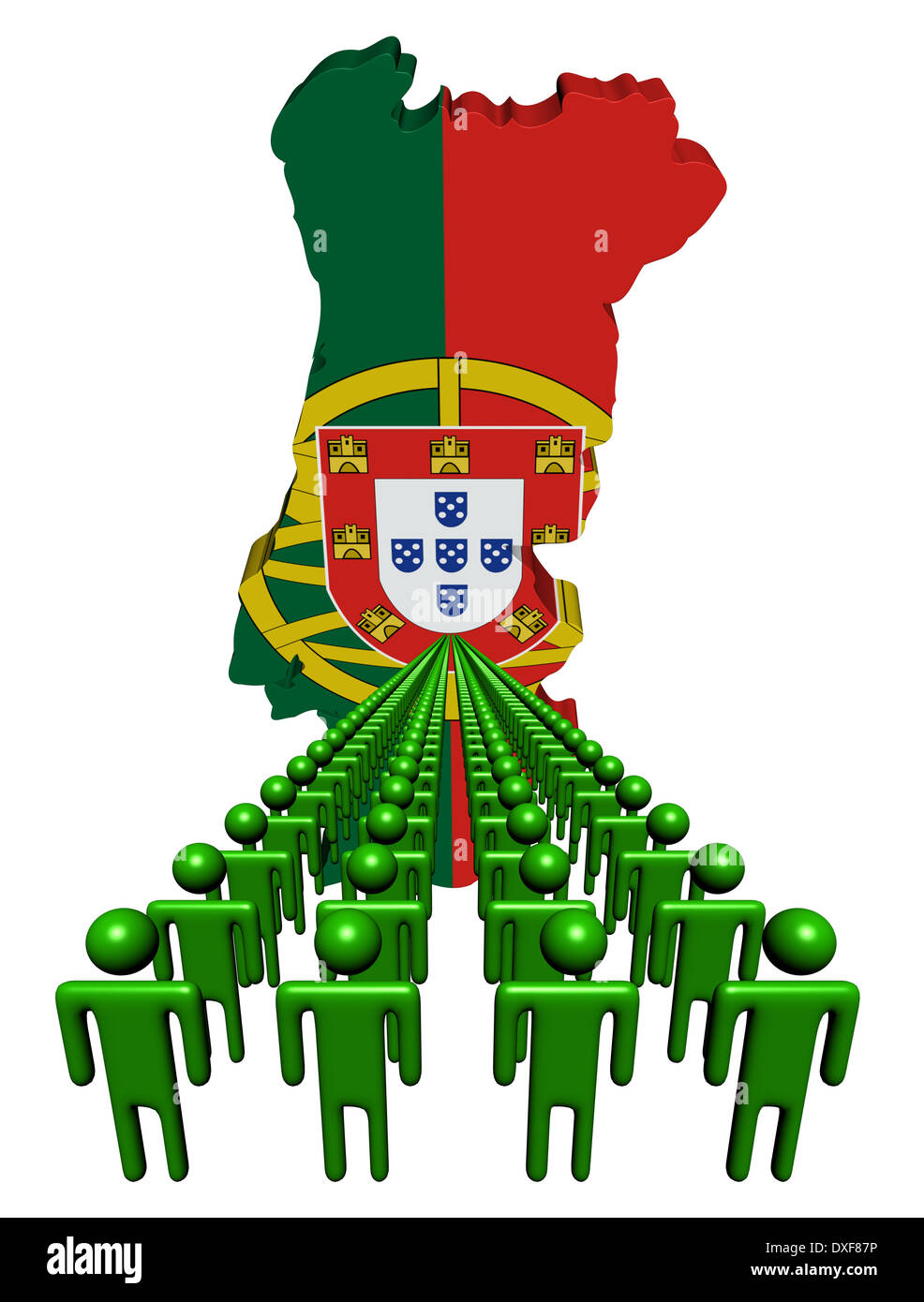 Lines of people with Portugal map flag illustration Stock Photo - Alamy