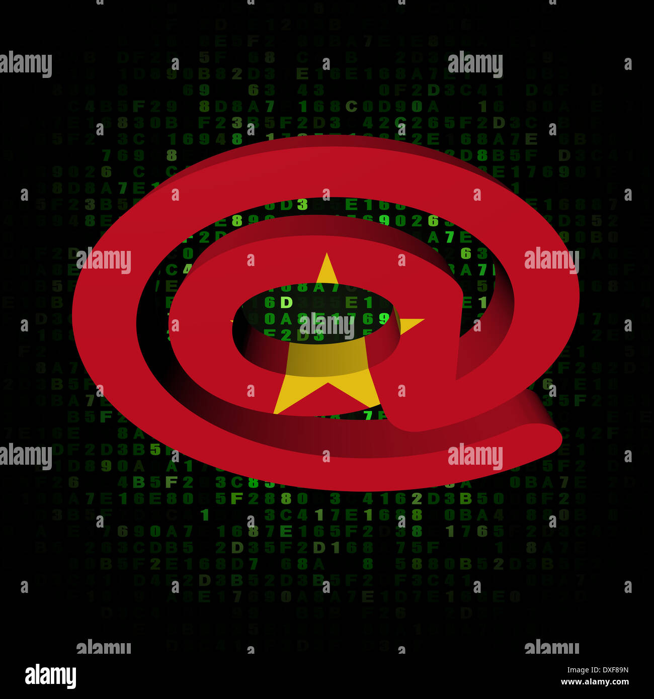 e-mail address AT symbol with Vietnamese flag on hex illustration Stock ...