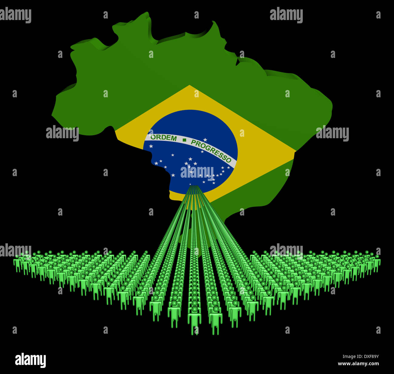 Arrow of people with Brazil map flag illustration Stock Photo - Alamy
