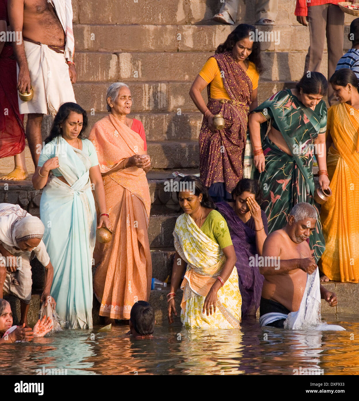 Hindu Ghats on the banks of the Holy River Ganges (Ganga) in Varanasi ...