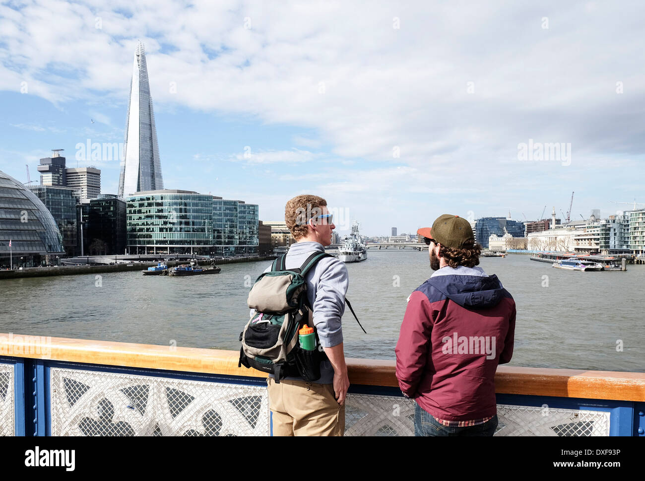 Tourists standing on Tower Bridge Stock Photo - Alamy