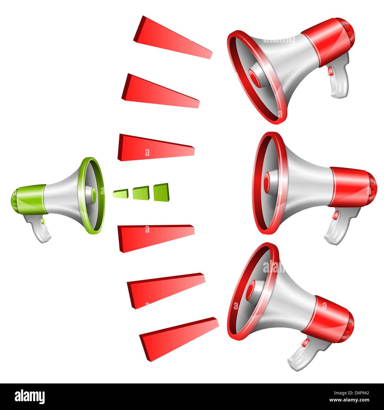 Business Concept Dispute - Megaphones with different Opinions, isolated ...