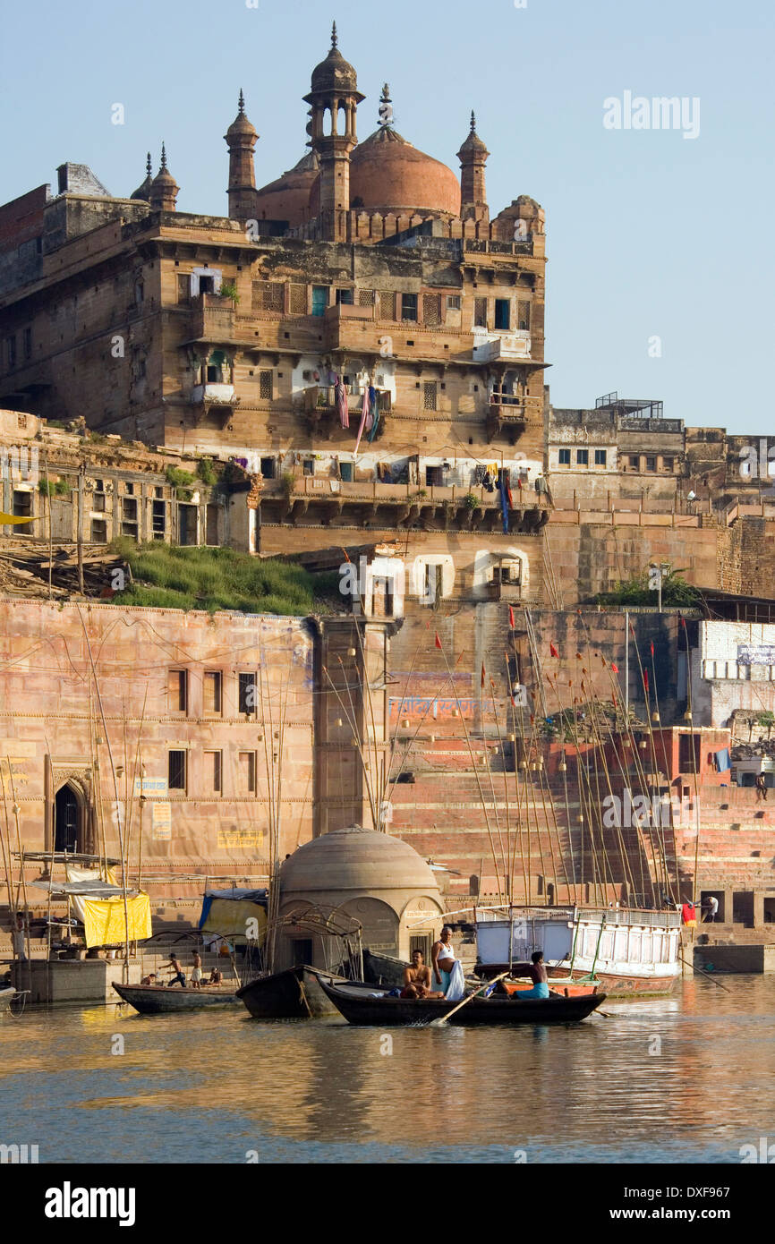 The Hindu ghats on the banks of the Holy River Ganges - Varanasi ...