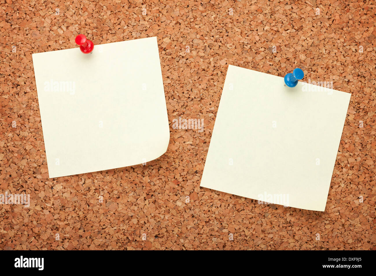 Blank postit notes on cork wood notice board Stock Photo - Alamy