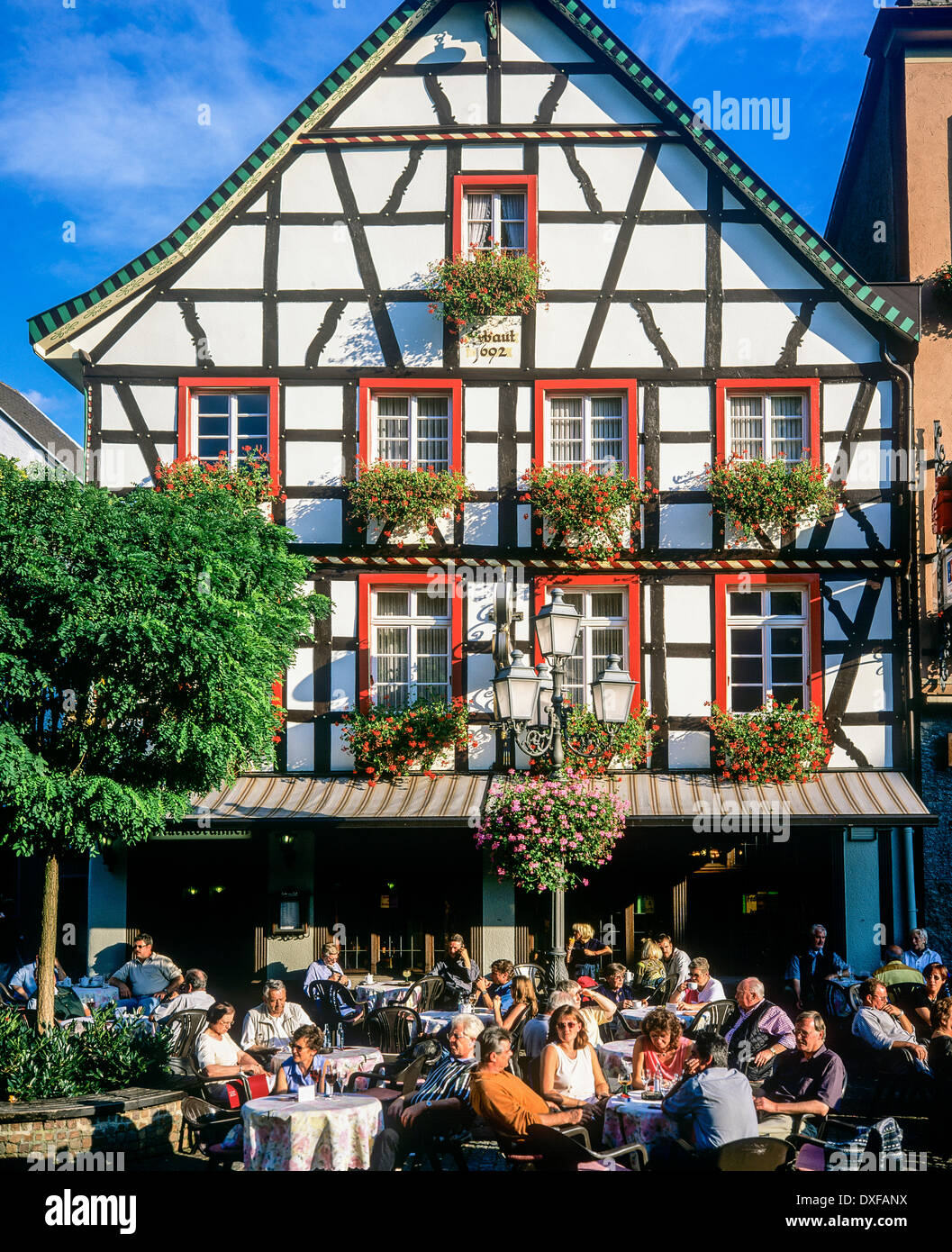 Cafe terrace and half-timbered house Bad Neuenahr-Ahrweiler Ahrtal ...