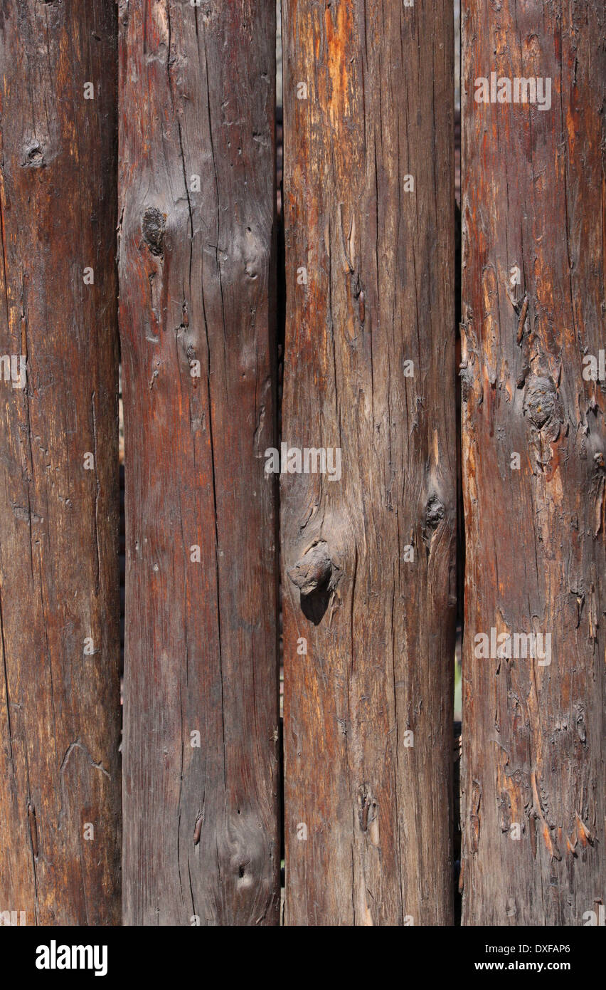 wooden fence made of logs Stock Photo - Alamy