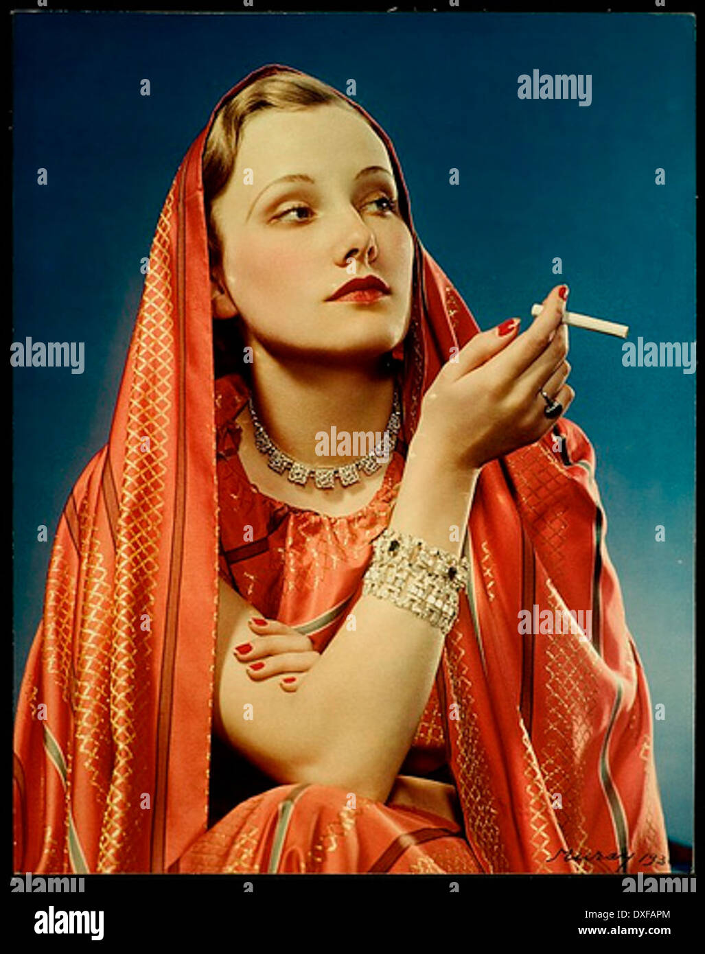 This vintage image, featuring a promotional poster for Lucky Strike ...