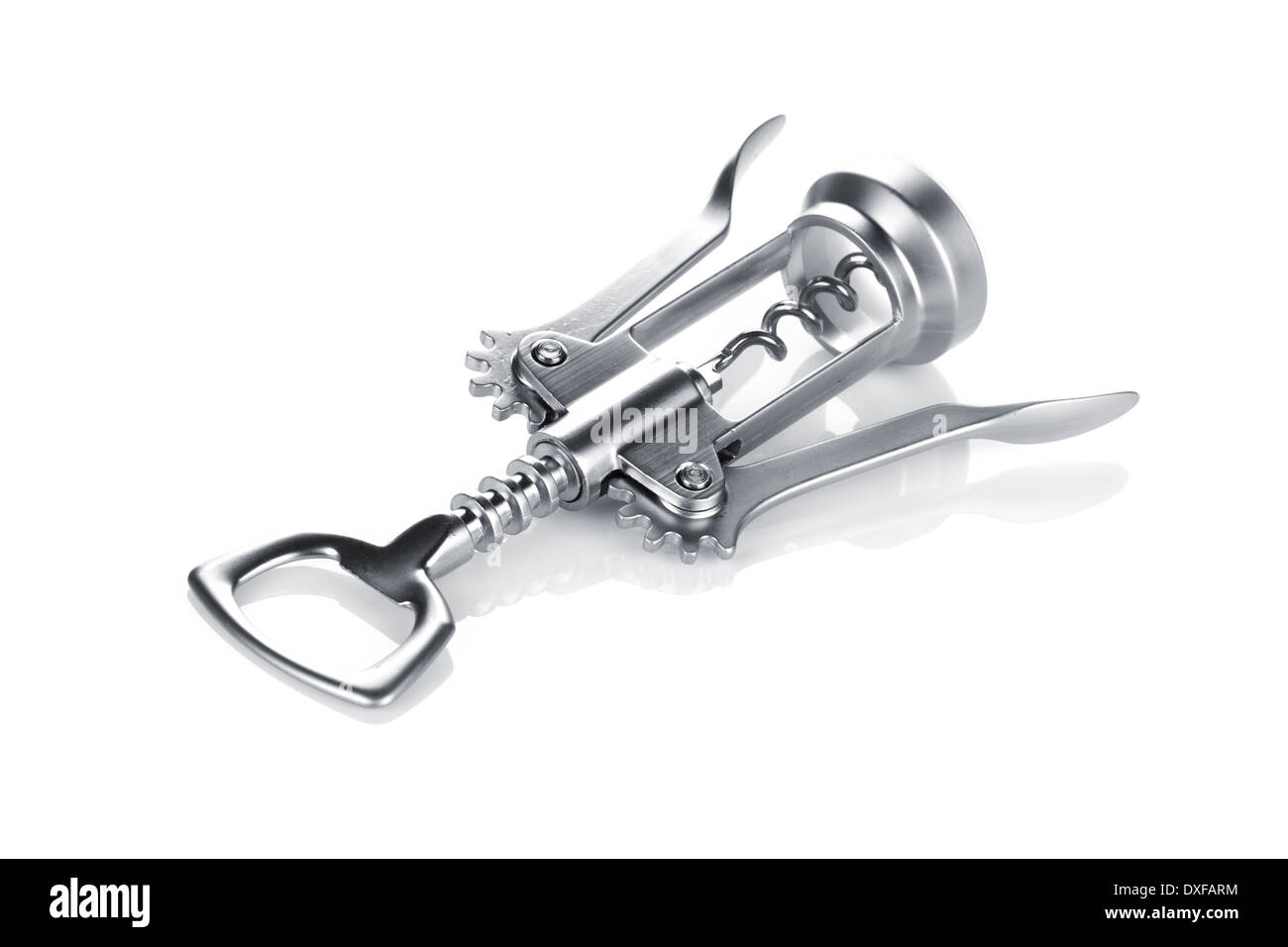 Metal corkscrew. Isolated on white background Stock Photo - Alamy