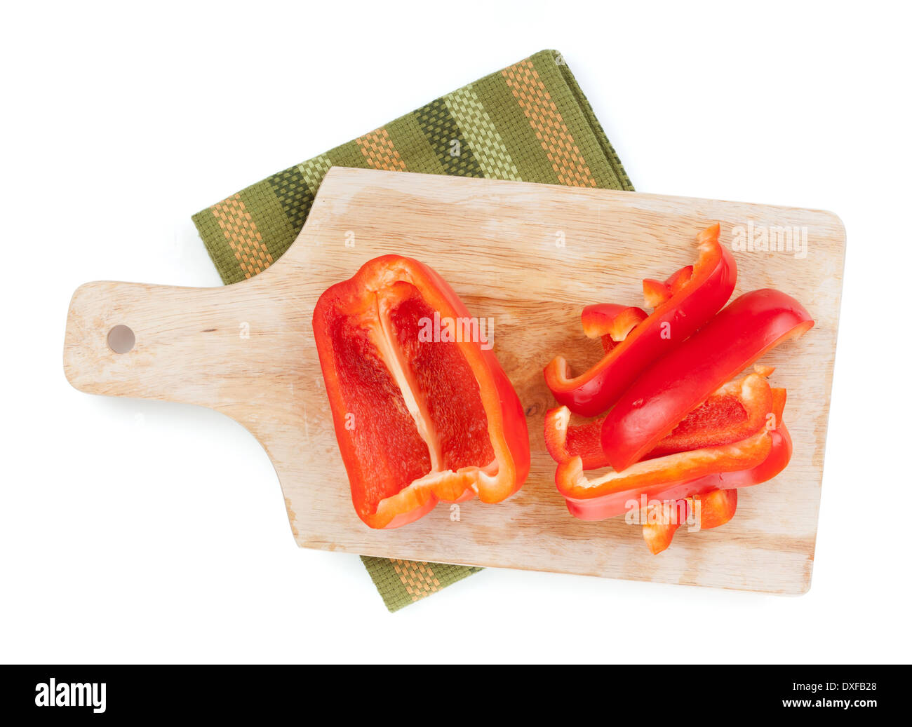 Cutting red pepper into slices Cut Out Stock Images & Pictures - Alamy