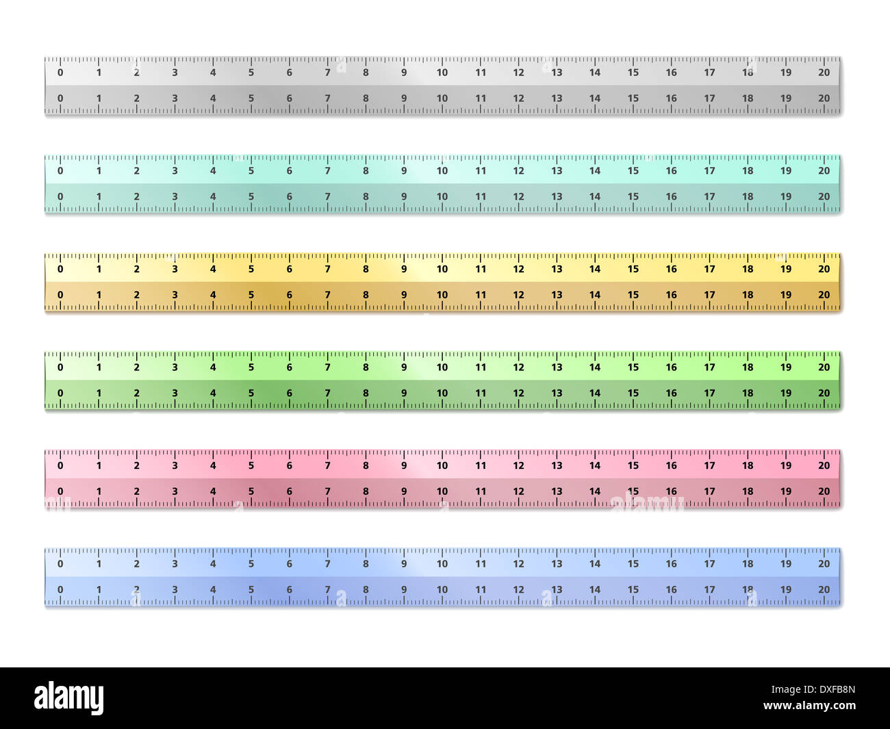 Set of plastic rulers on white background Stock Photo - Alamy