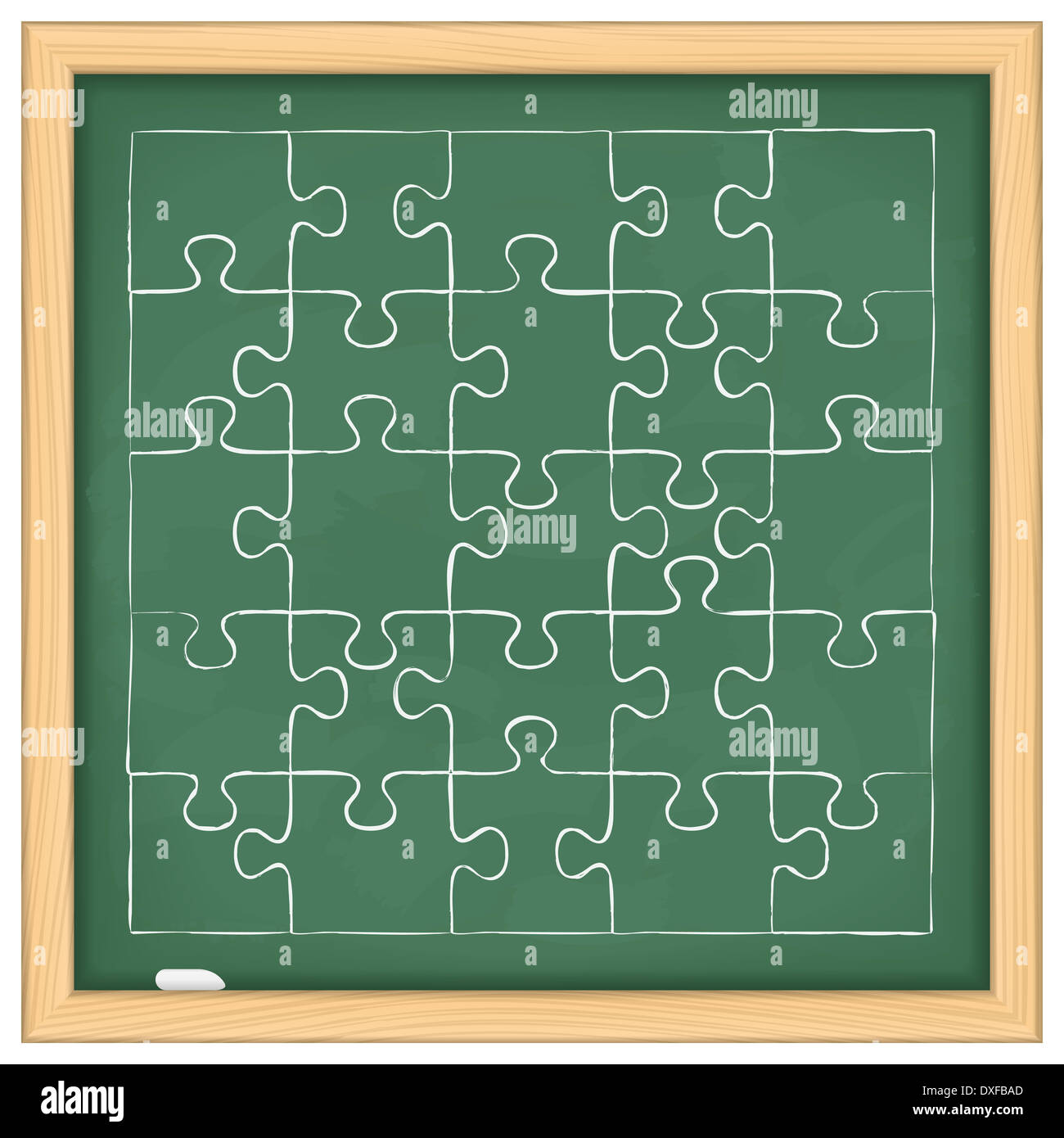 Puzzle with 25 pieces on a blackboard Stock Photo - Alamy