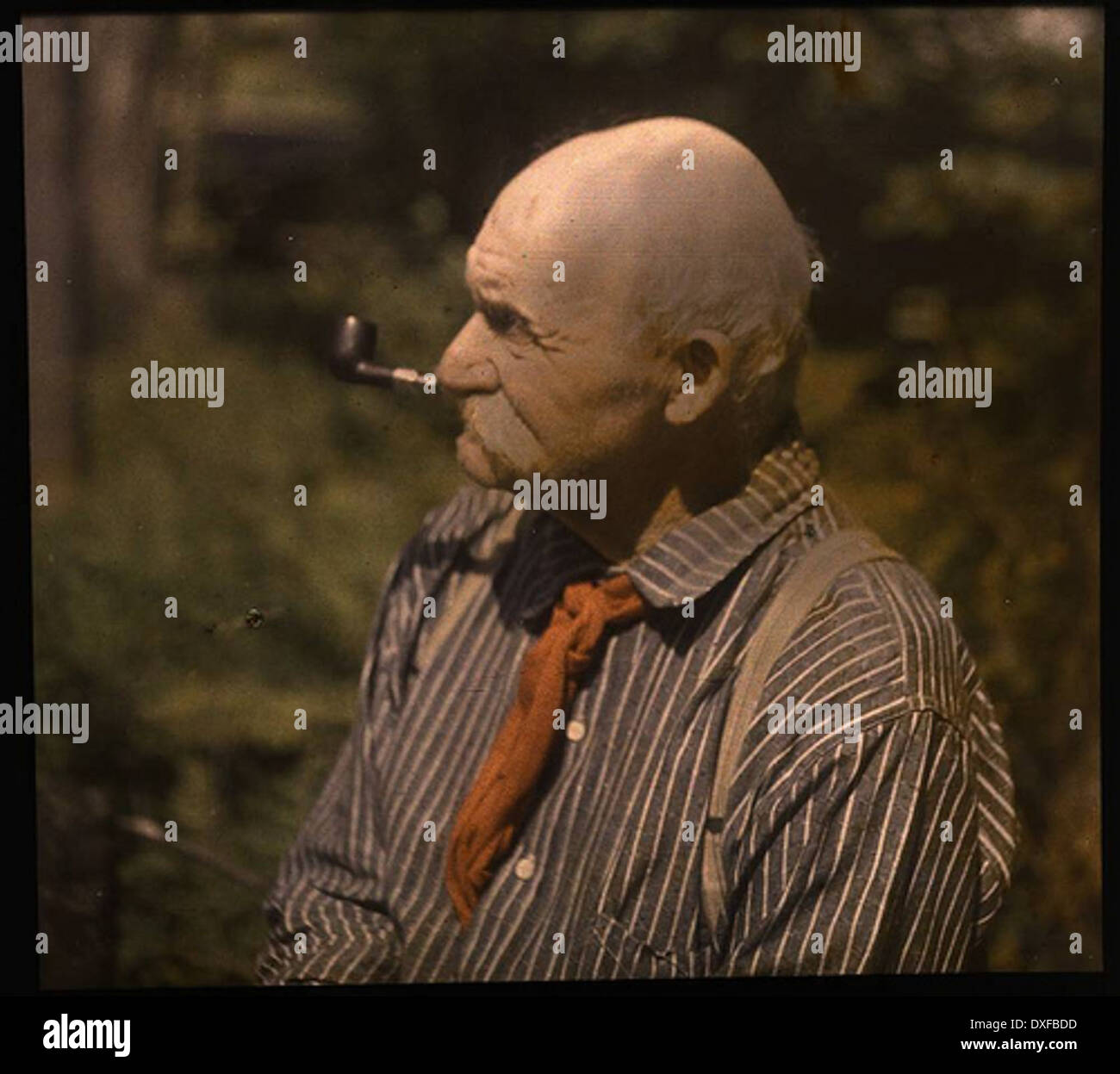 This vintage photo features a man with a mustache, smoking a pipe ...