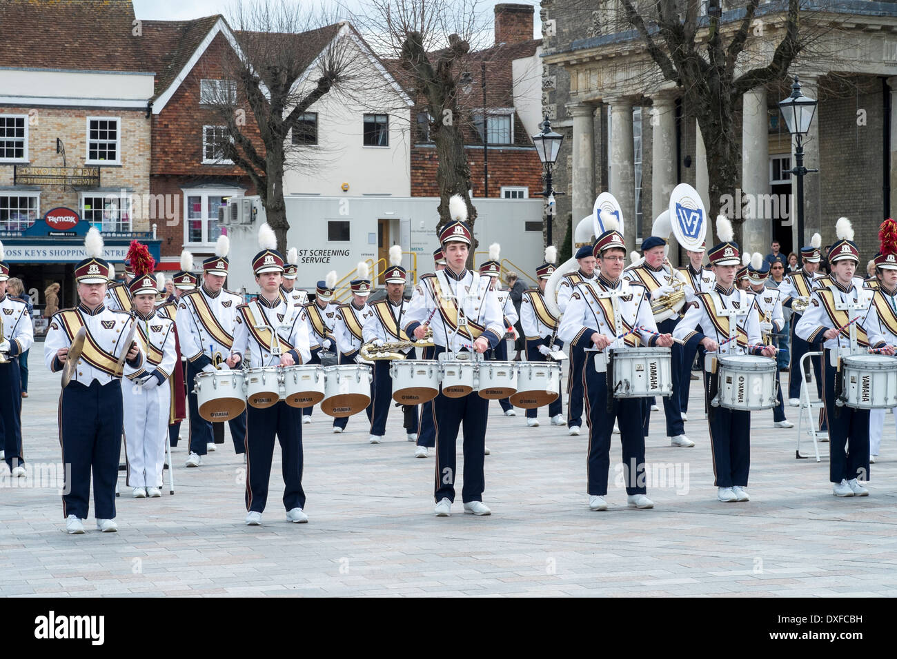 Line of drummers, West Bend High School marching band from West Bend ...