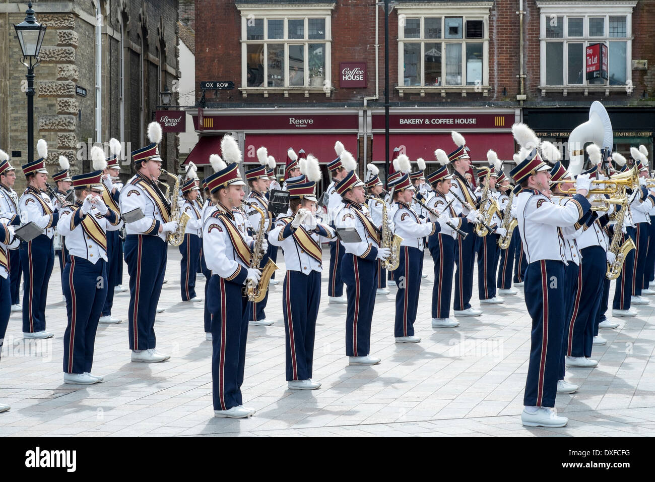 Teenage musicians of the West Bend High School marching band from ...