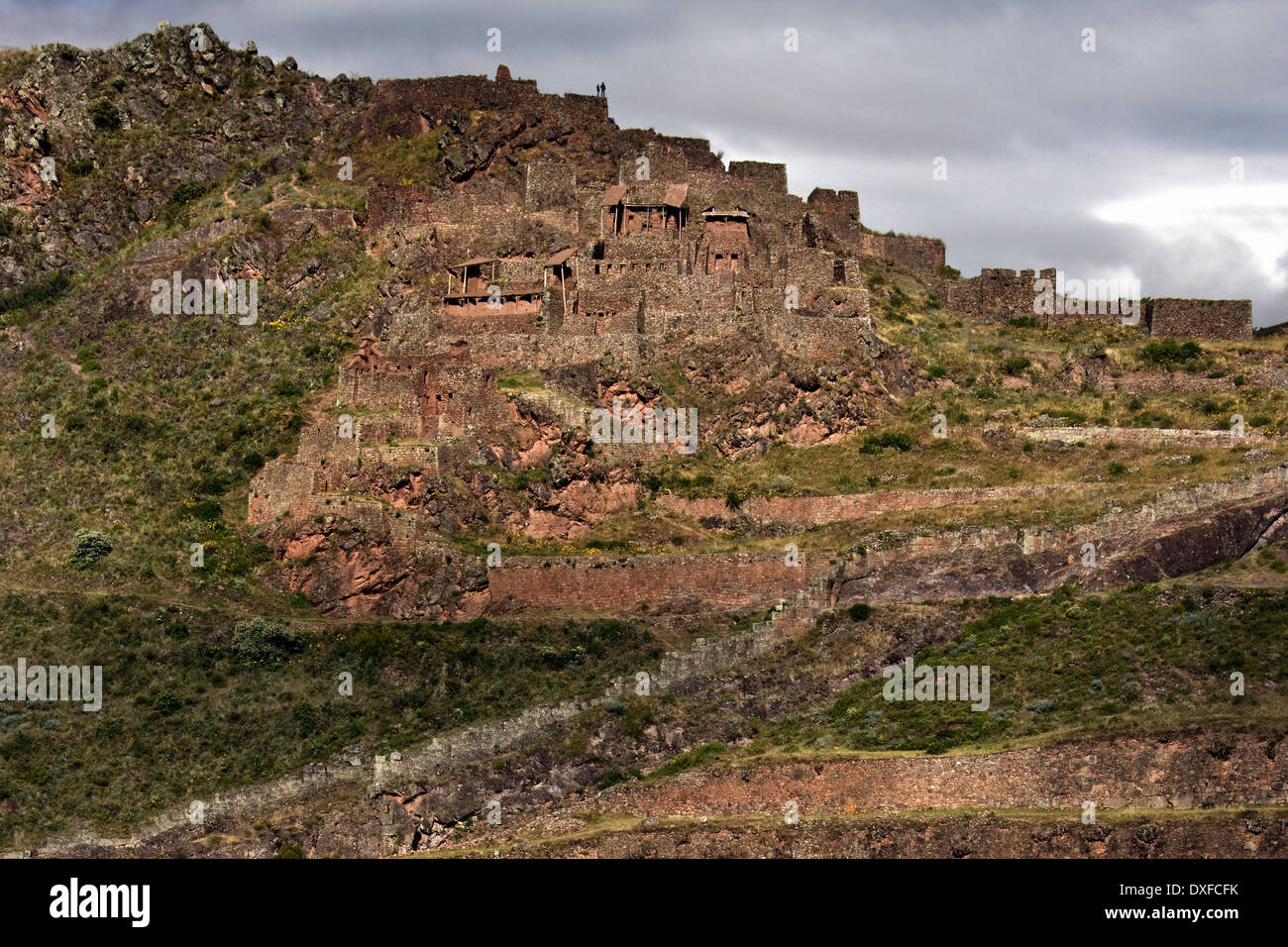 Inca ruins and terraces at Qantus Raqay in the Sacred Valley of the ...