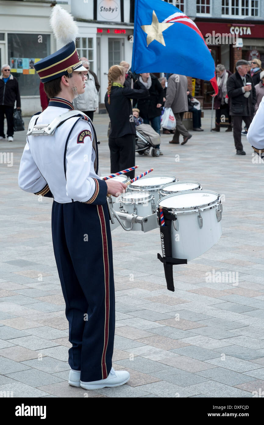 West Bend High School marching band drummer from Wisconsin USA playing ...