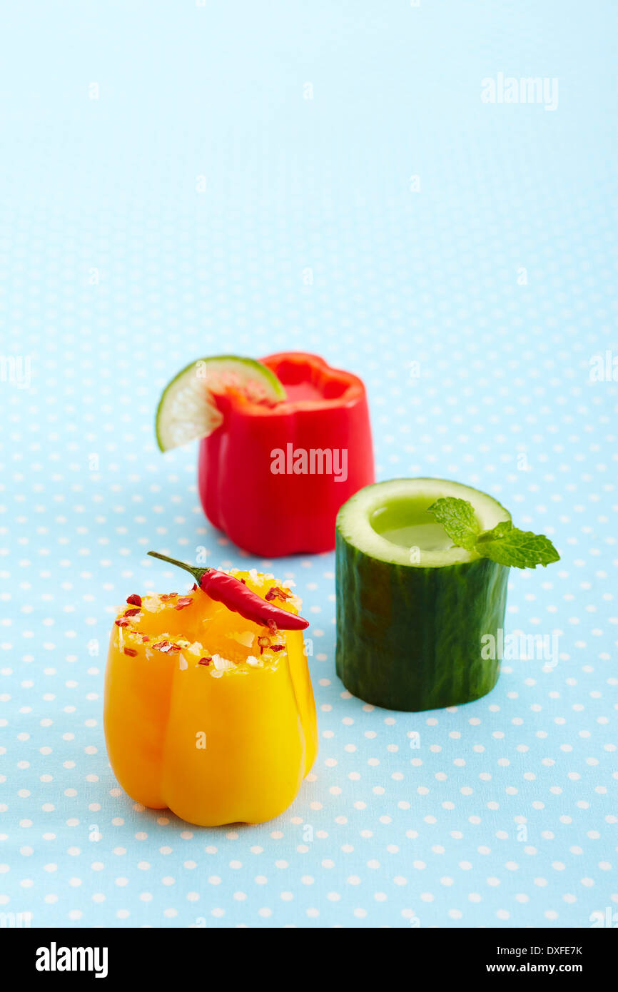 Vegetables cut into cups, studio shot Stock Photo - Alamy