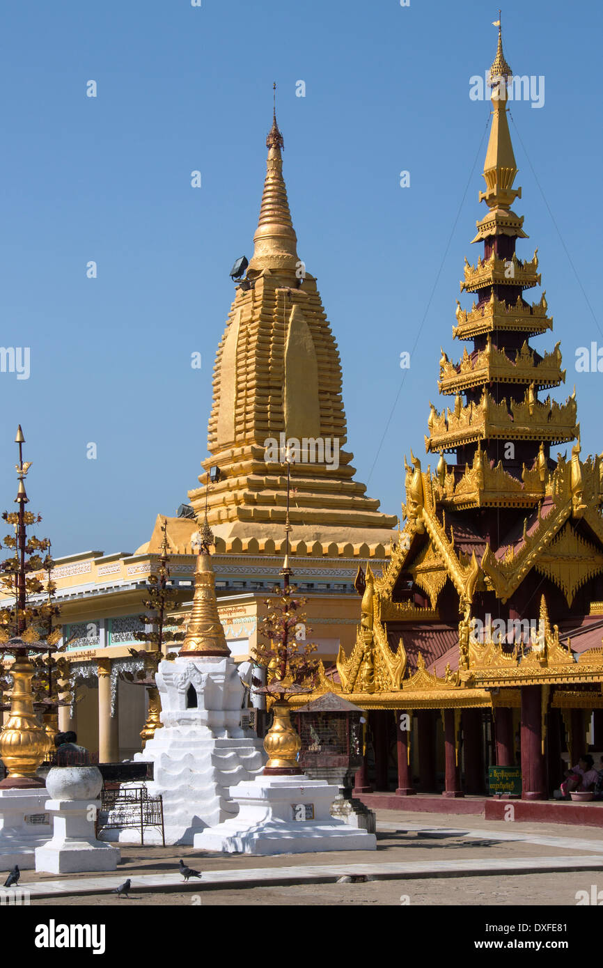 Temples in the Shwezigon Pagoda complex in the ancient city of Bagan in ...